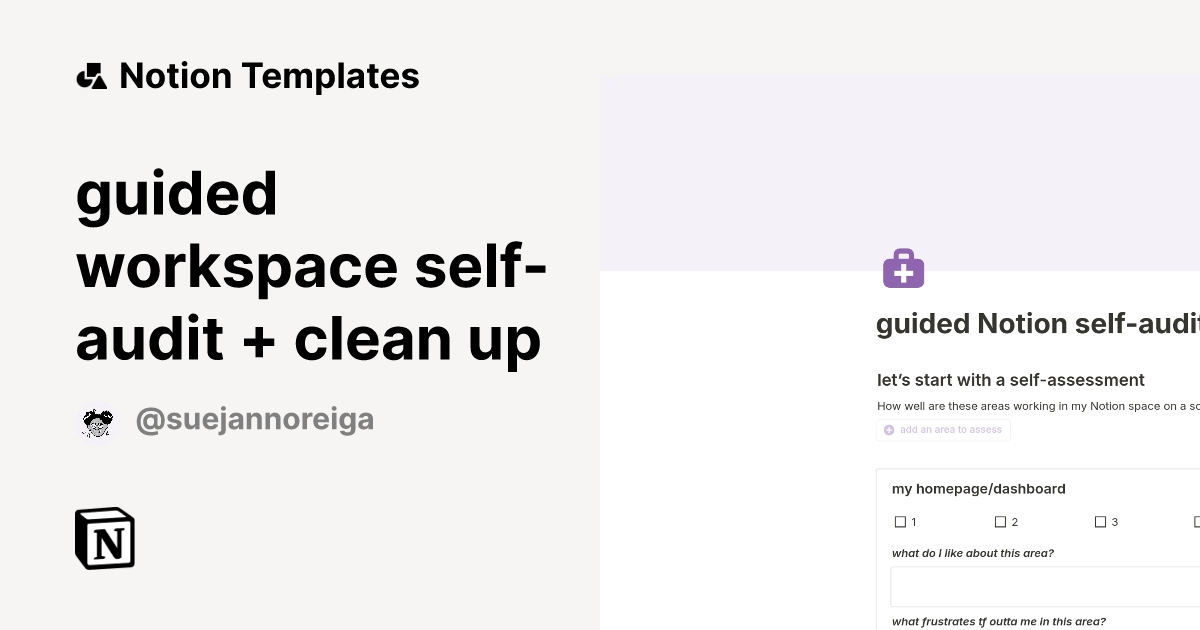 guided workspace self-audit + clean up Template by Sue-Jan Noreiga | Notion Marketplace