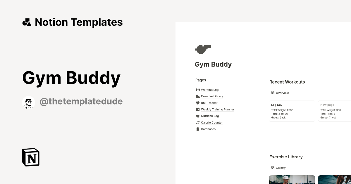 Gym Buddy Template | Notion Marketplace
