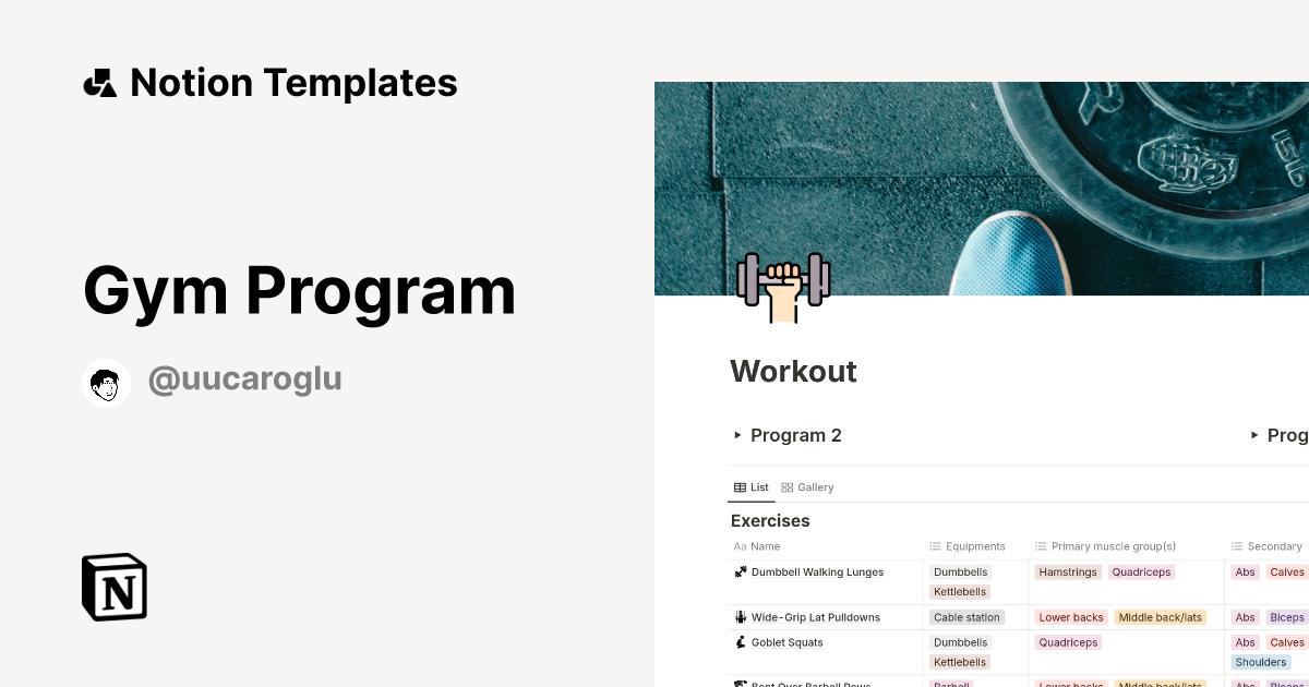 Gym Program Template by MScHope | Notion Marketplace