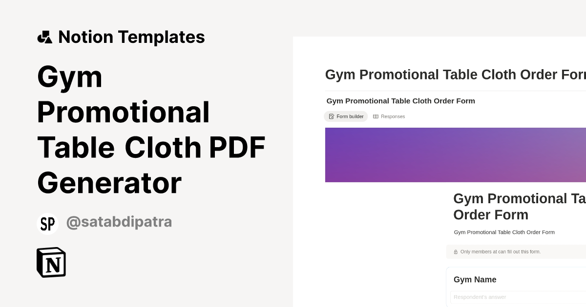 Gym Promotional Table Cloth PDF Generator Template by Satabdi Patra ...
