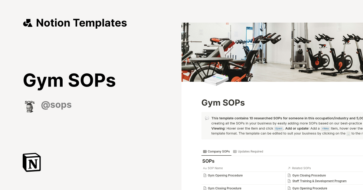 Gym SOPs Template | Notion Marketplace