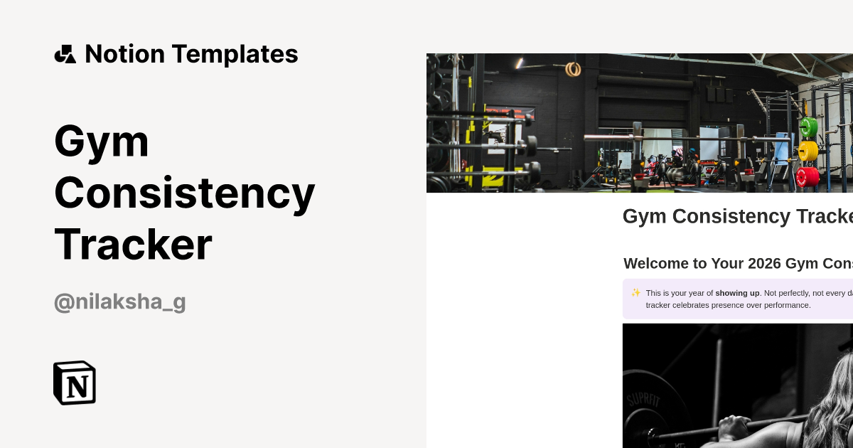 Gym Consistency Tracker Template by Nilaksha G | Notion Marketplace