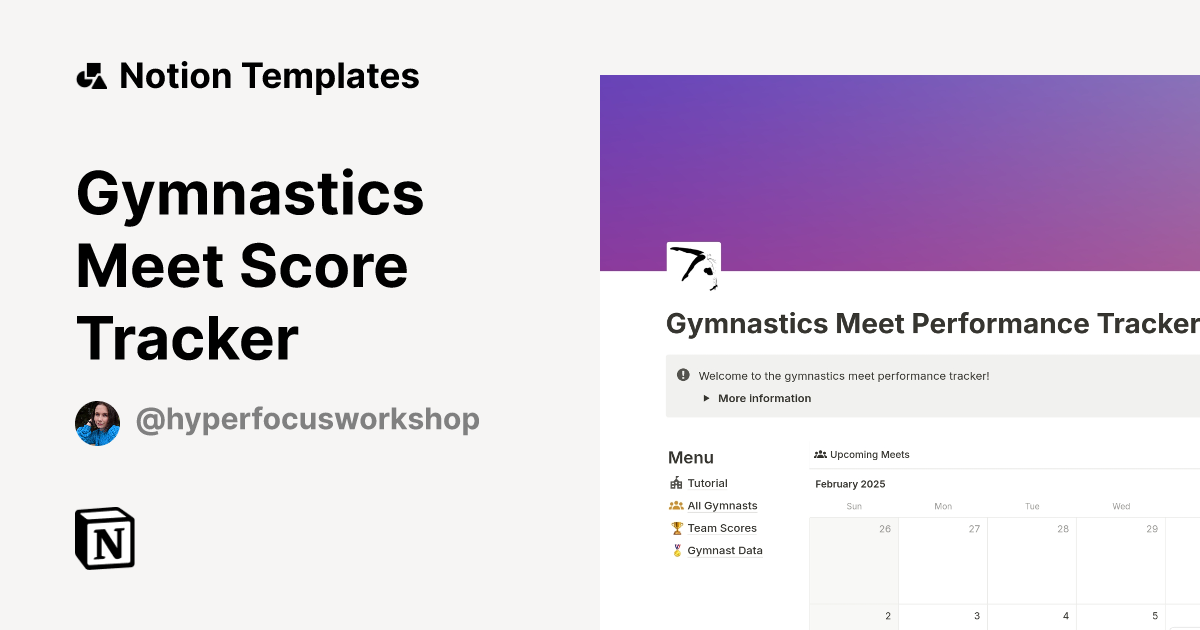 Gymnastics Meet Score Tracker Template | Notion Marketplace