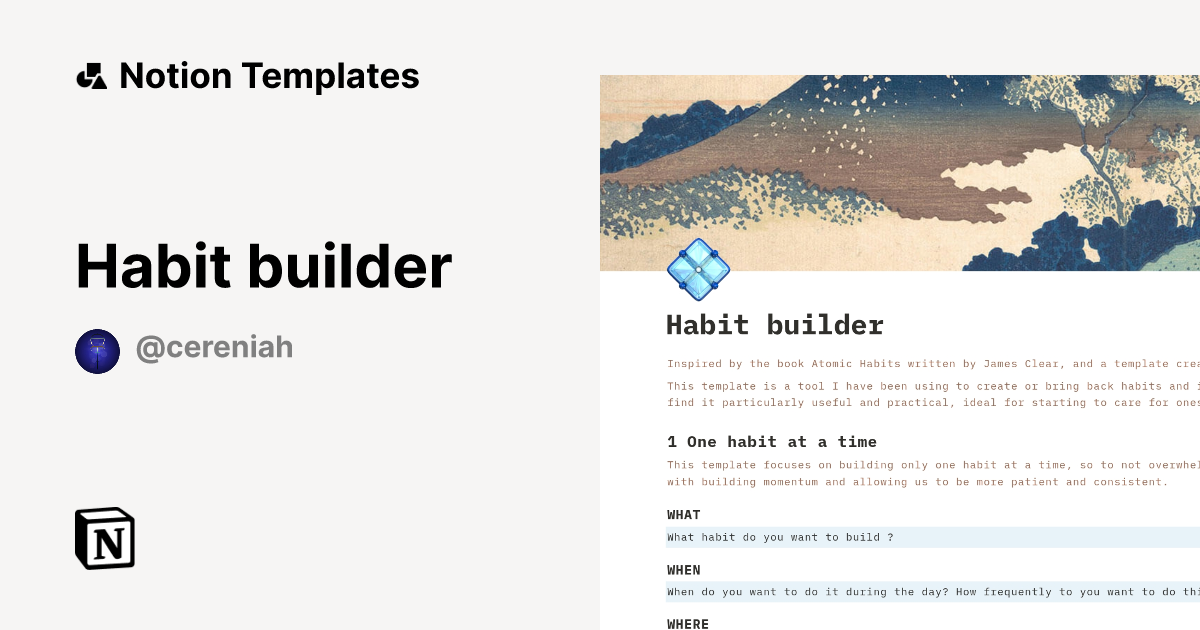 Habit builder Template by Cereniah | Notion Marketplace