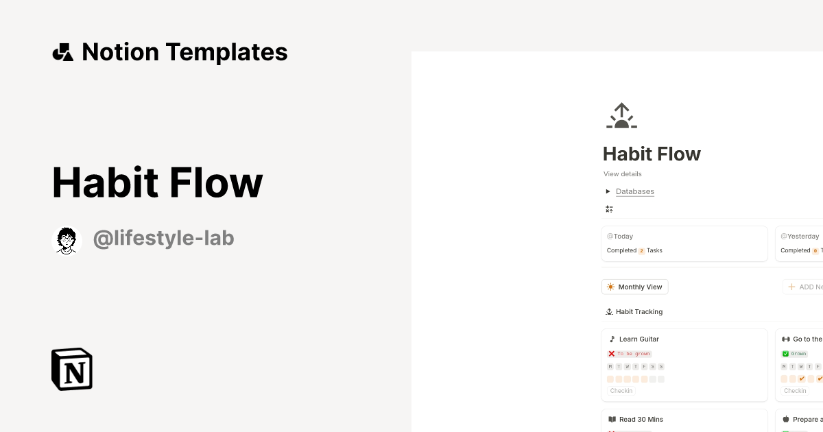 Habit Flow Template by Lifestyle Lab | Notion Marketplace