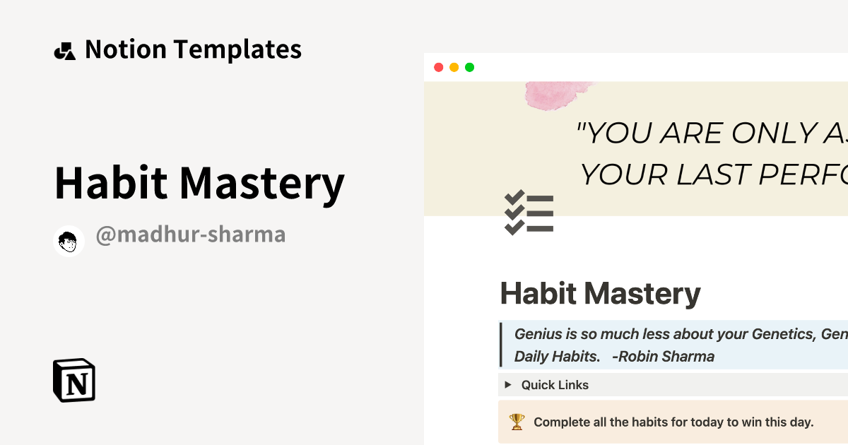 Habit Mastery Template | Notion Marketplace