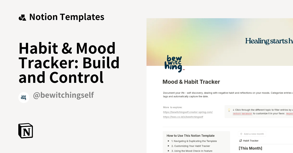 Habit & Mood Tracker: Build and Control Template by bewitchingself ...