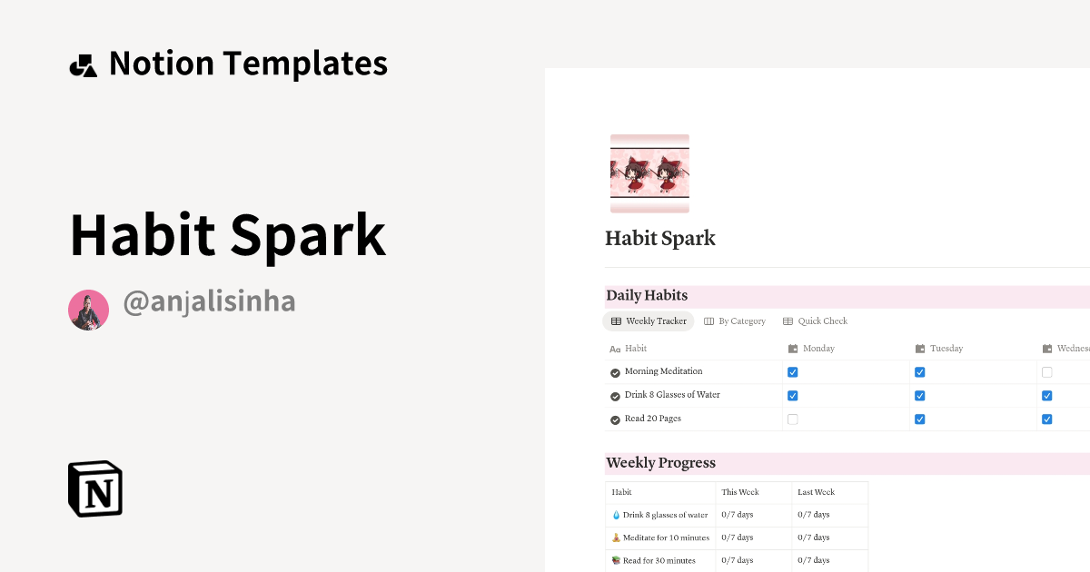 Habit Spark Template | Notion Marketplace