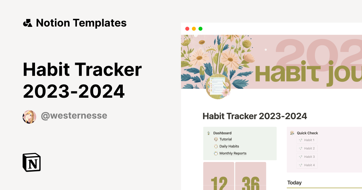 Habit Tracker 2023-2024 Template by westernesse | Notion Marketplace