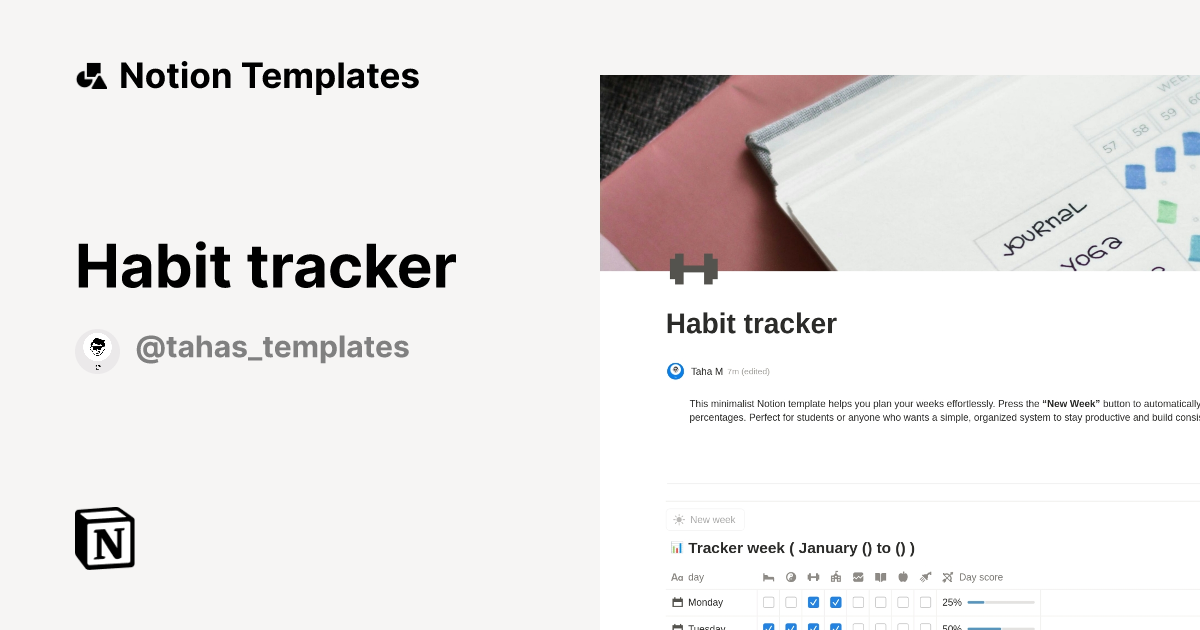 Habit tracker Template by Taha's_templates | Notion Marketplace