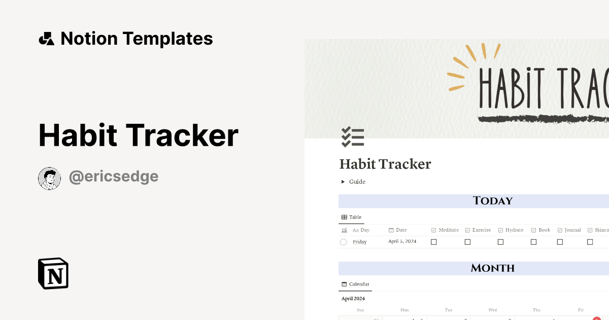 Habit Tracker Template by Eric | Notion Marketplace