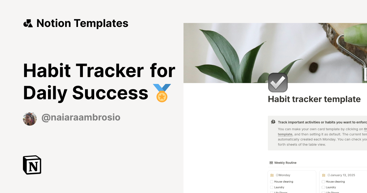 Habit Tracker for Daily Success 🏅 Template by Naiara Ambrósio | Notion ...