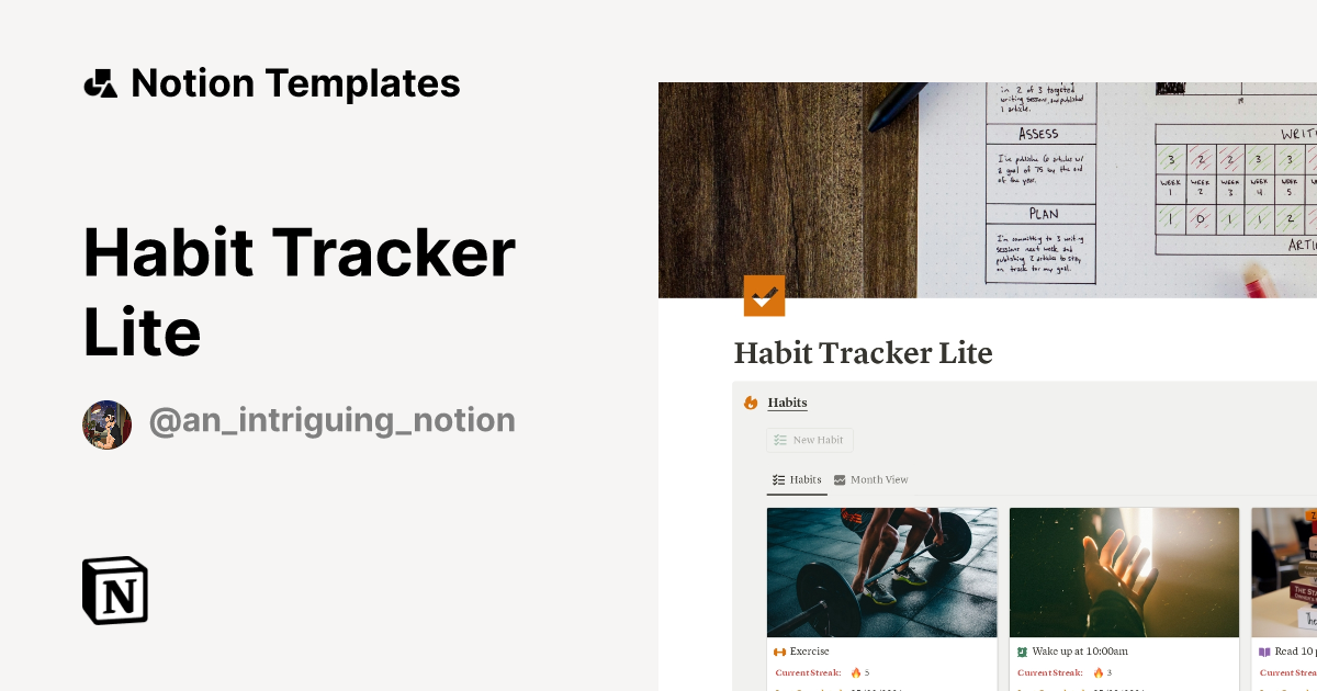 Habit Tracker Lite Template | Notion Marketplace