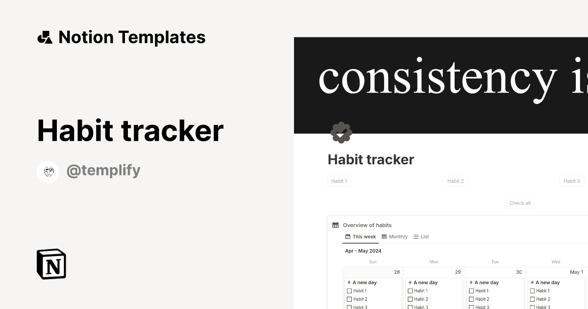 Habit tracker Template by Templify | Notion Marketplace