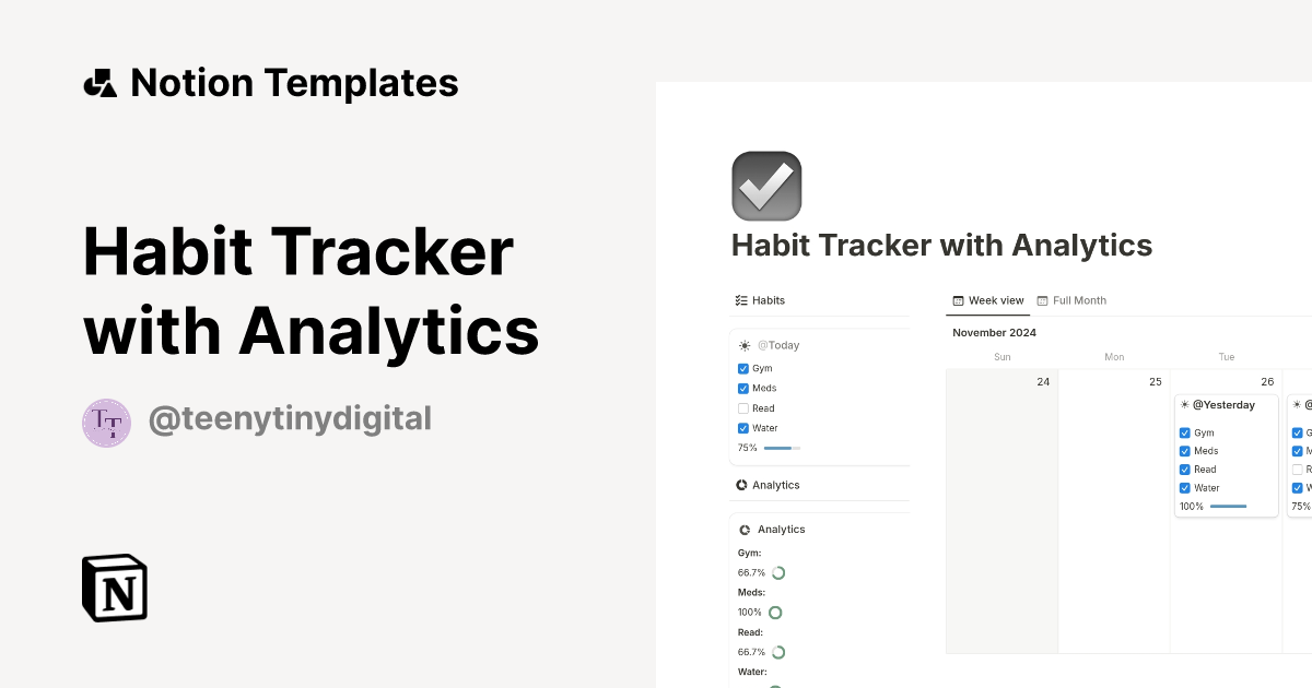 Habit Tracker with Analytics Template | Notion Marketplace
