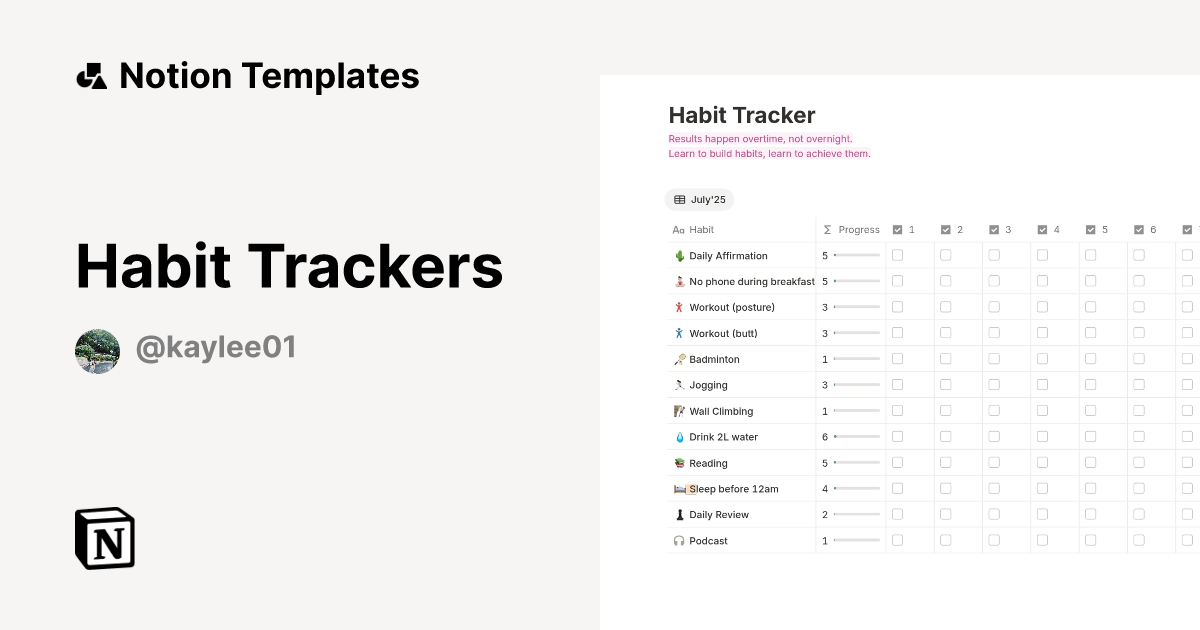 Habit Trackers Template | Notion Marketplace