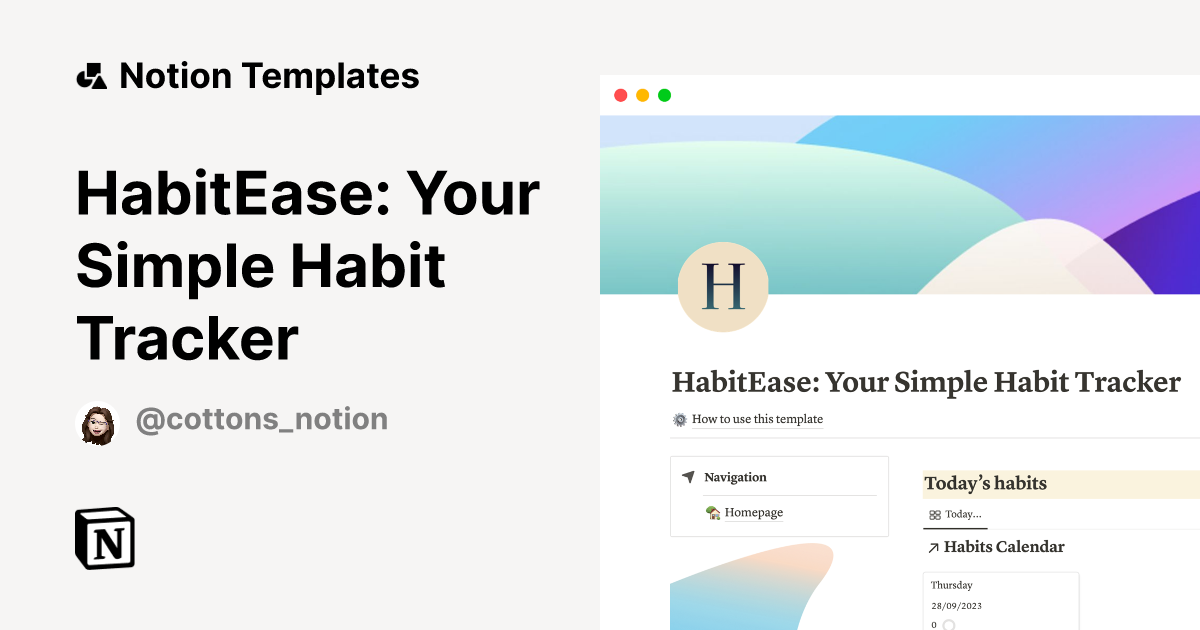 HabitEase: Your Simple Habit Tracker Template | Notion Marketplace
