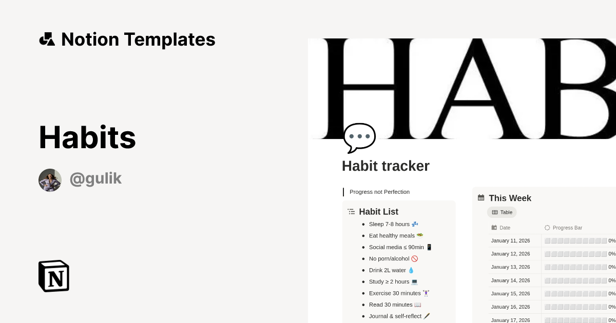 Habits Template | Notion Marketplace