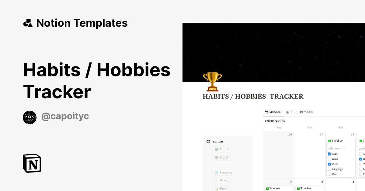 Habits / Hobbies Tracker Template | Notion Marketplace