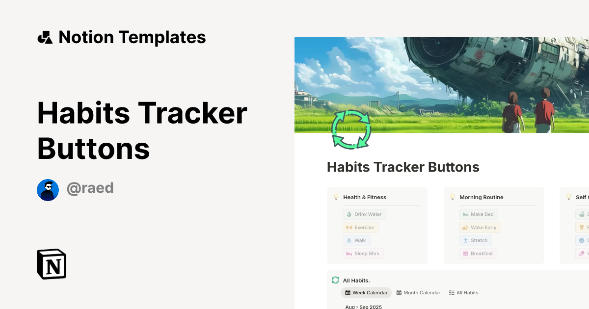 Habits Tracker Buttons Template | Notion Marketplace
