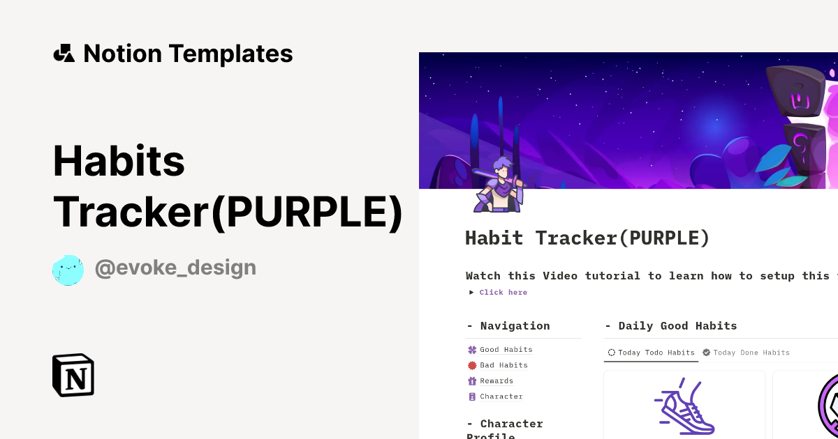 Habits Tracker(PURPLE) Template | Notion Marketplace