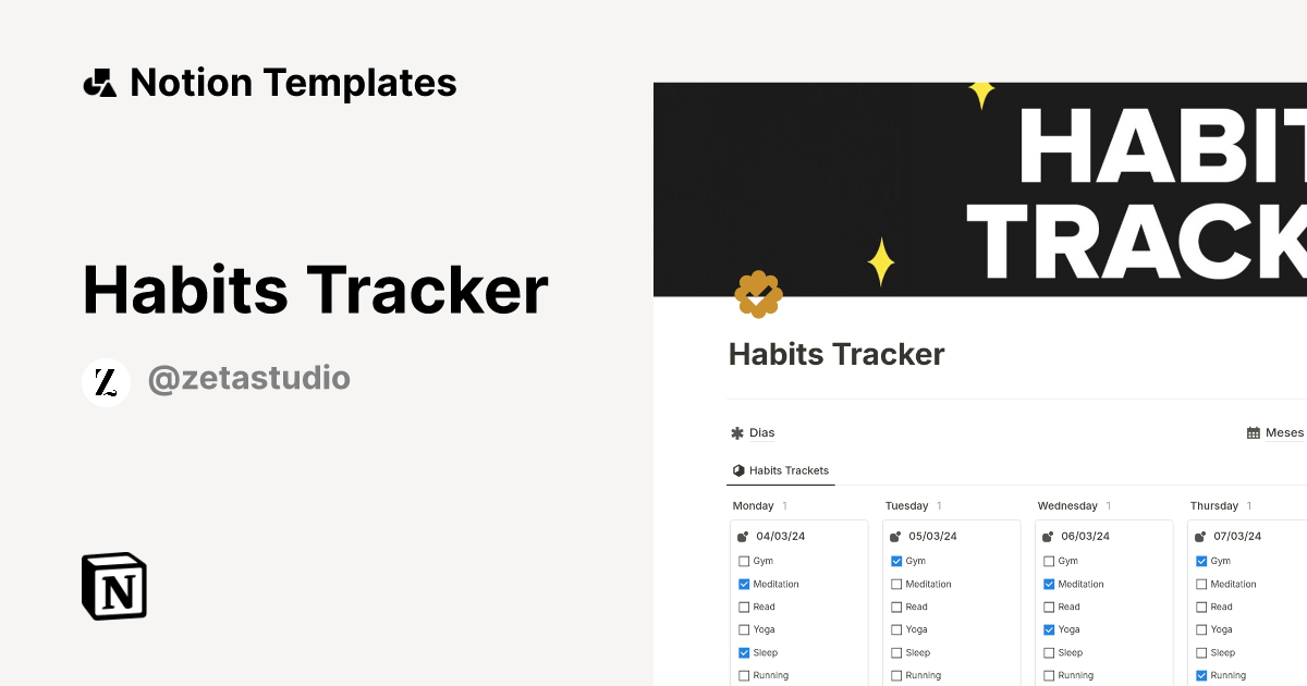 Habits Tracker Template | Notion Marketplace