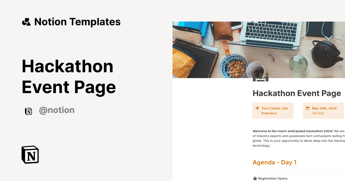 Hackathon Event Page Template by Notion | Notion Marketplace