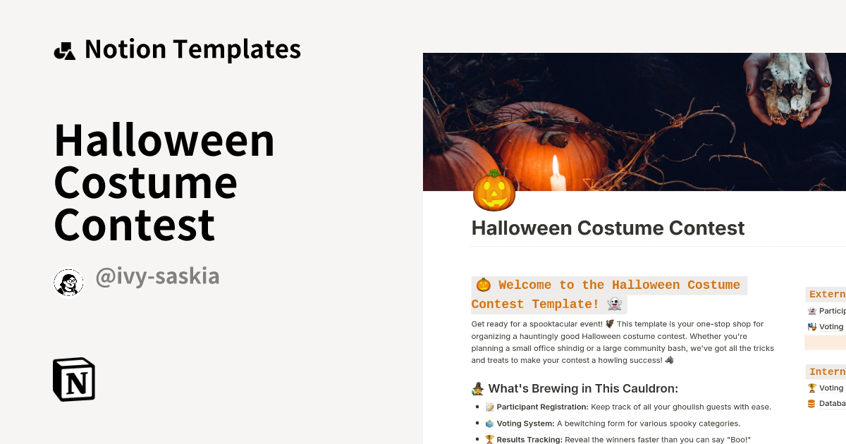 Halloween Costume Contest Template | Notion Marketplace