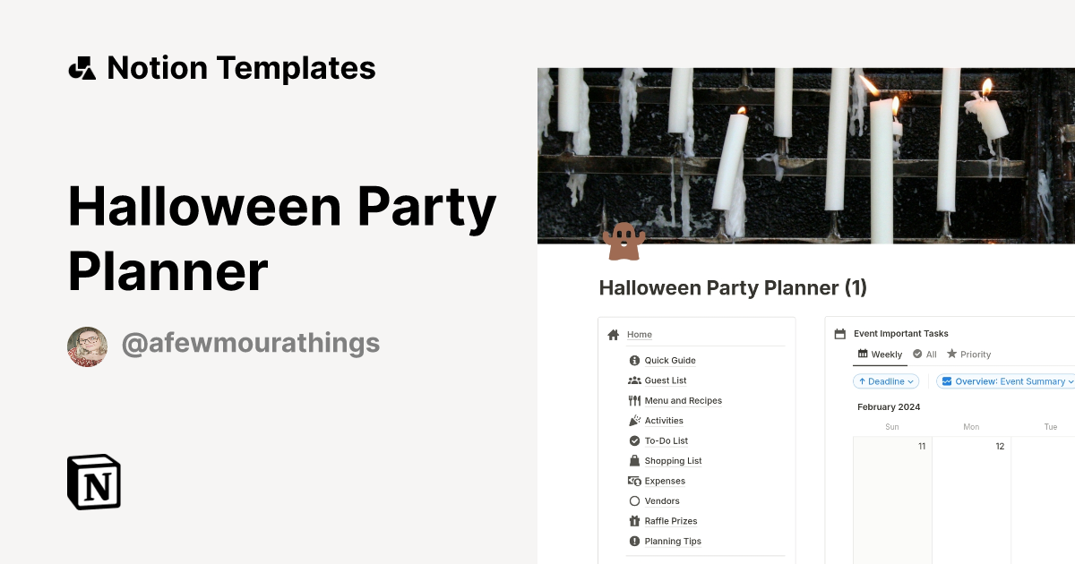 Halloween Party Planner Template by KristenMoura | Notion Marketplace