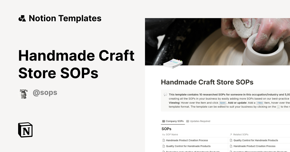 Handmade Craft Store SOPs Template | Notion Marketplace