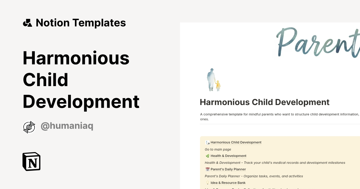 Harmonious Child Development Template | Notion Marketplace