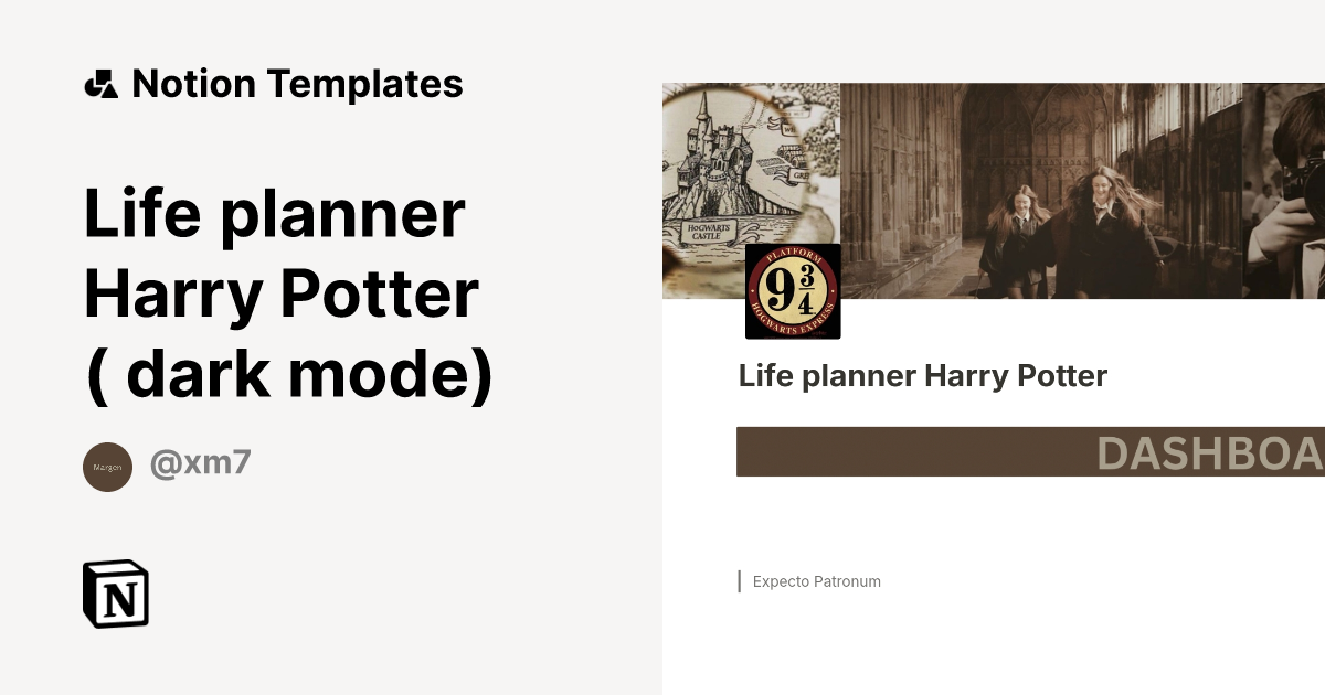Life planner Harry Potter ( dark mode) Template by Margen | Notion Marketplace