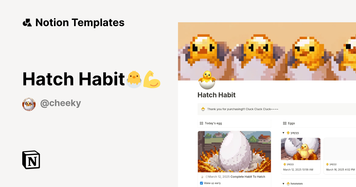 Hatch Habit🐣💪 Template | Notion Marketplace