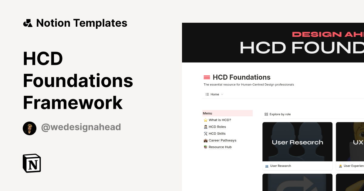 HCD Foundations Framework Template by Design Ahead | Notion Marketplace