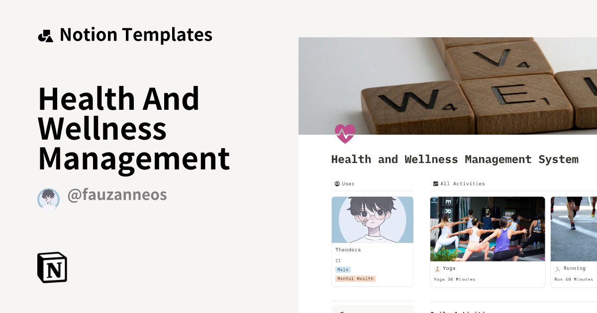 Health And Wellness Management Template by FauzanNeos | Notion Marketplace