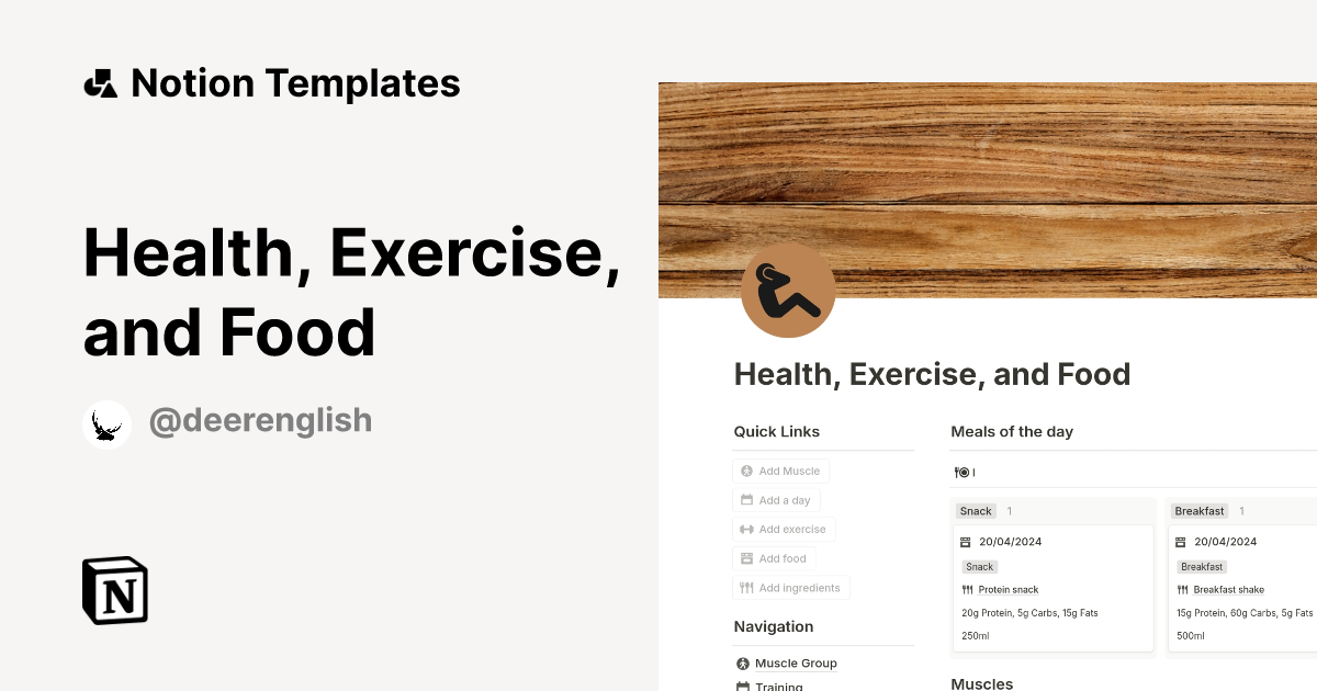 Health, Exercise, and Food Template | Notion Marketplace