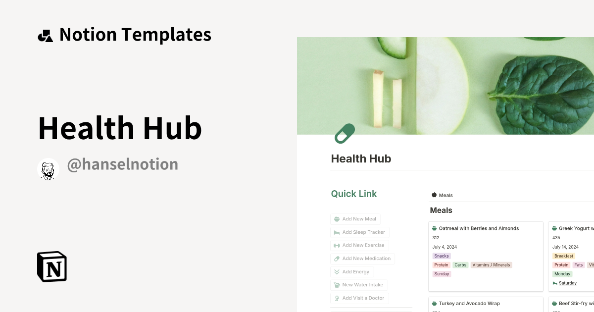 Health Hub Template by Hansel Systems | Notion Marketplace
