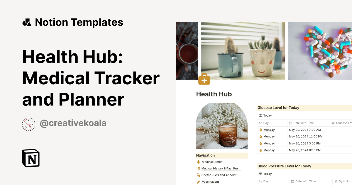 Health Hub: Medical Tracker and Planner Template | Notion Marketplace