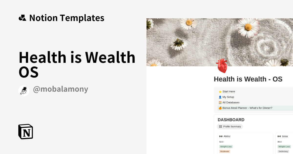 Health is Wealth OS Template | Notion Marketplace