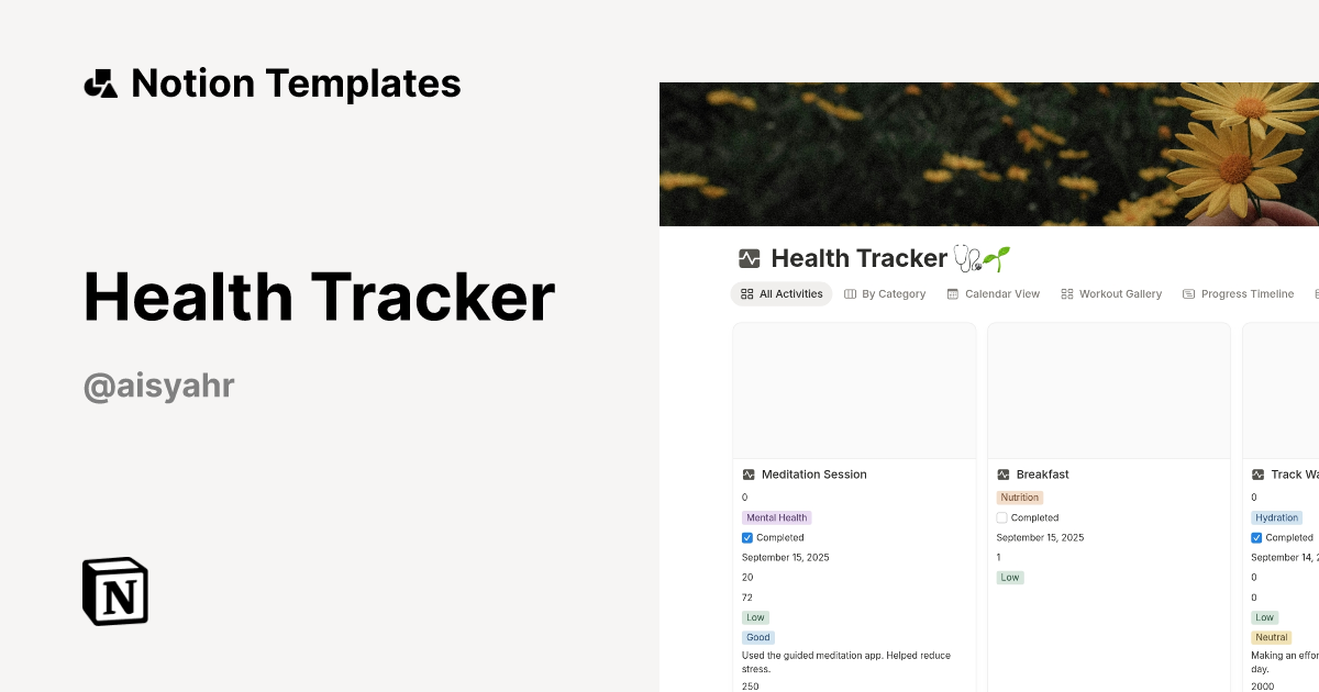 Health Tracker Template | Notion Marketplace