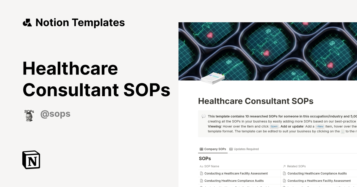 Healthcare Consultant SOPs Template by SOPs | Notion Marketplace