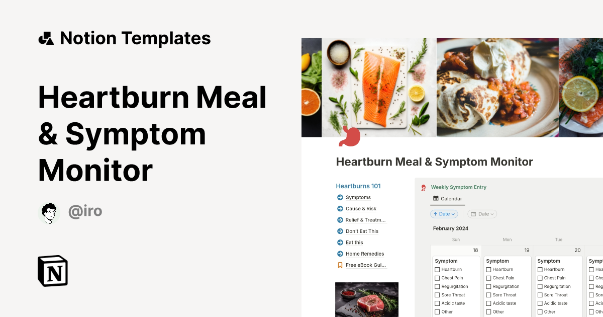 Heartburn Meal & Symptom Monitor Template | Notion Marketplace