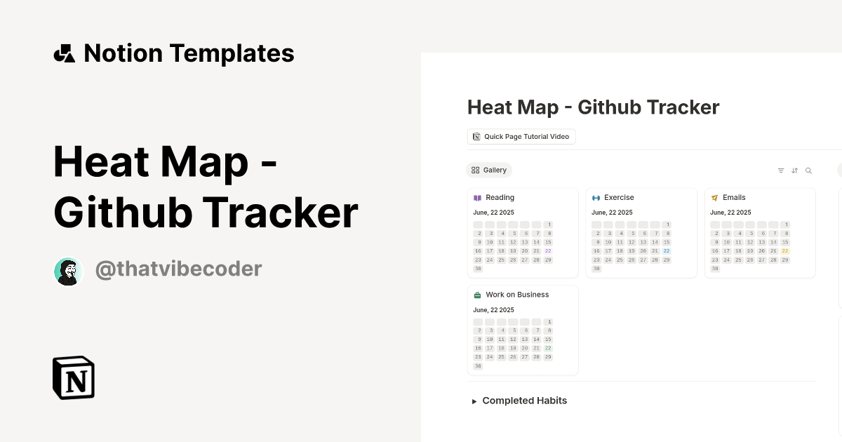 Heat Map - Github Tracker Template by That Vibe Coder | Notion Marketplace