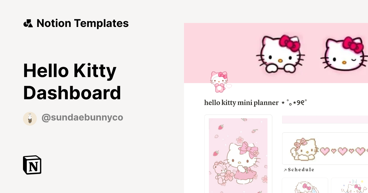Hello Kitty Dashboard Template | Notion Marketplace