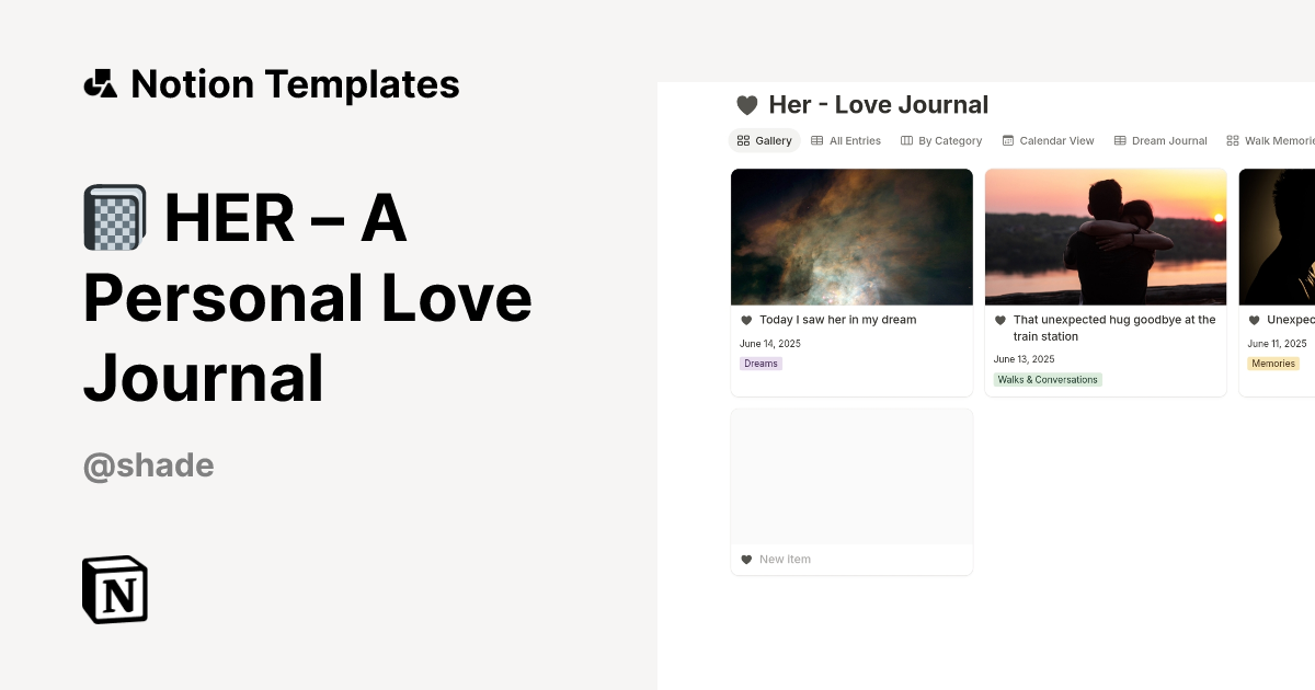 📓 HER – A Personal Love Journal Template | Notion Marketplace