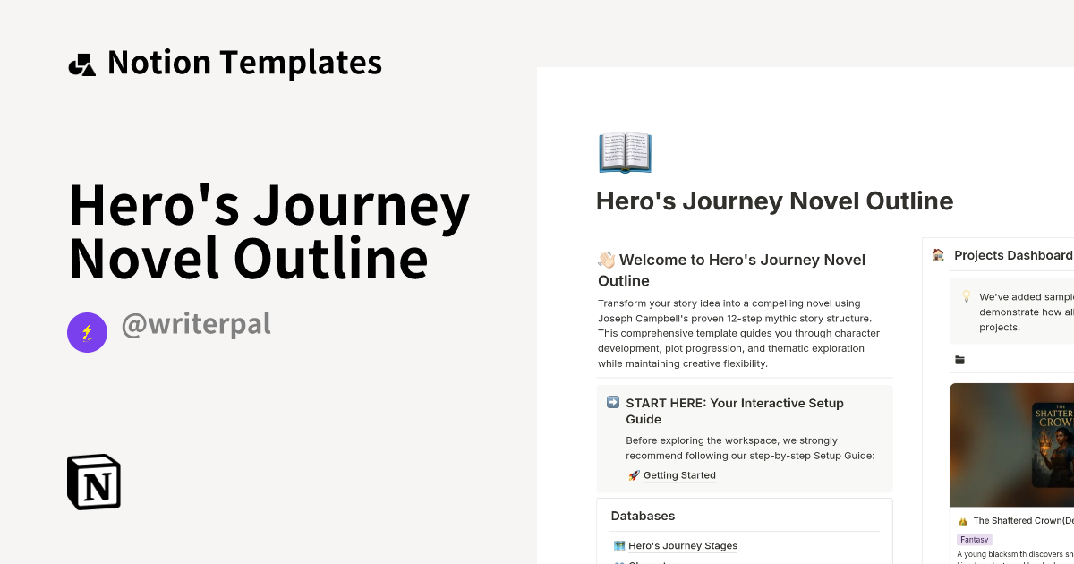 Hero's Journey Novel Outline Template by writerpal | Notion Marketplace
