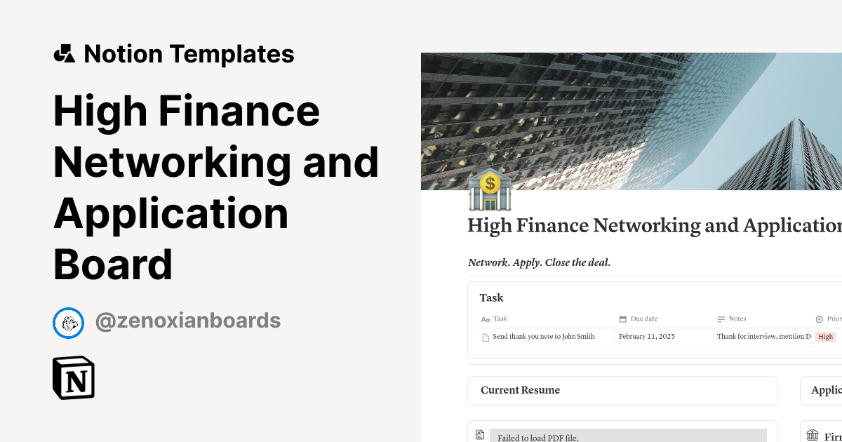 High Finance Networking and Application Board Template by Zenoxian ...