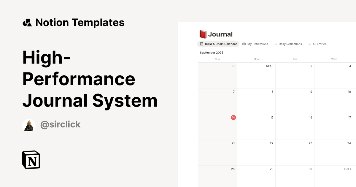 High-Performance Journal System Template by Hélder Guerreiro | Notion ...