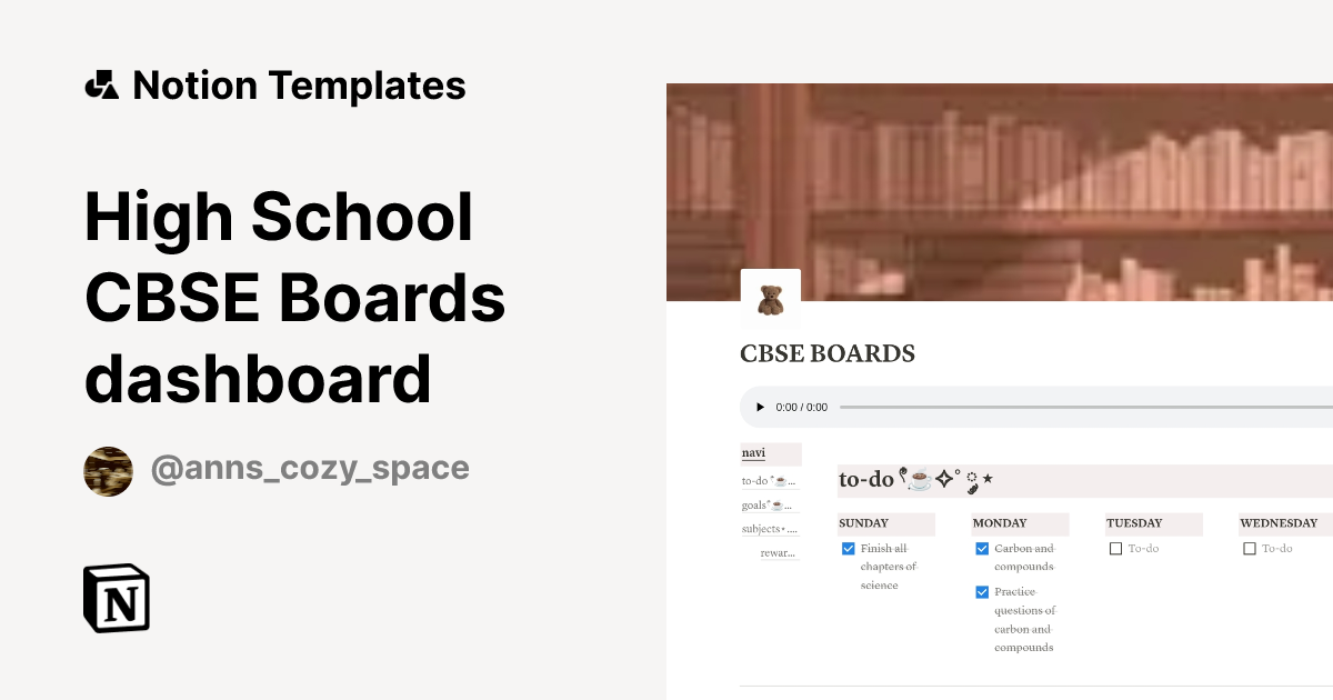 High School CBSE Boards dashboard Template | Notion Marketplace