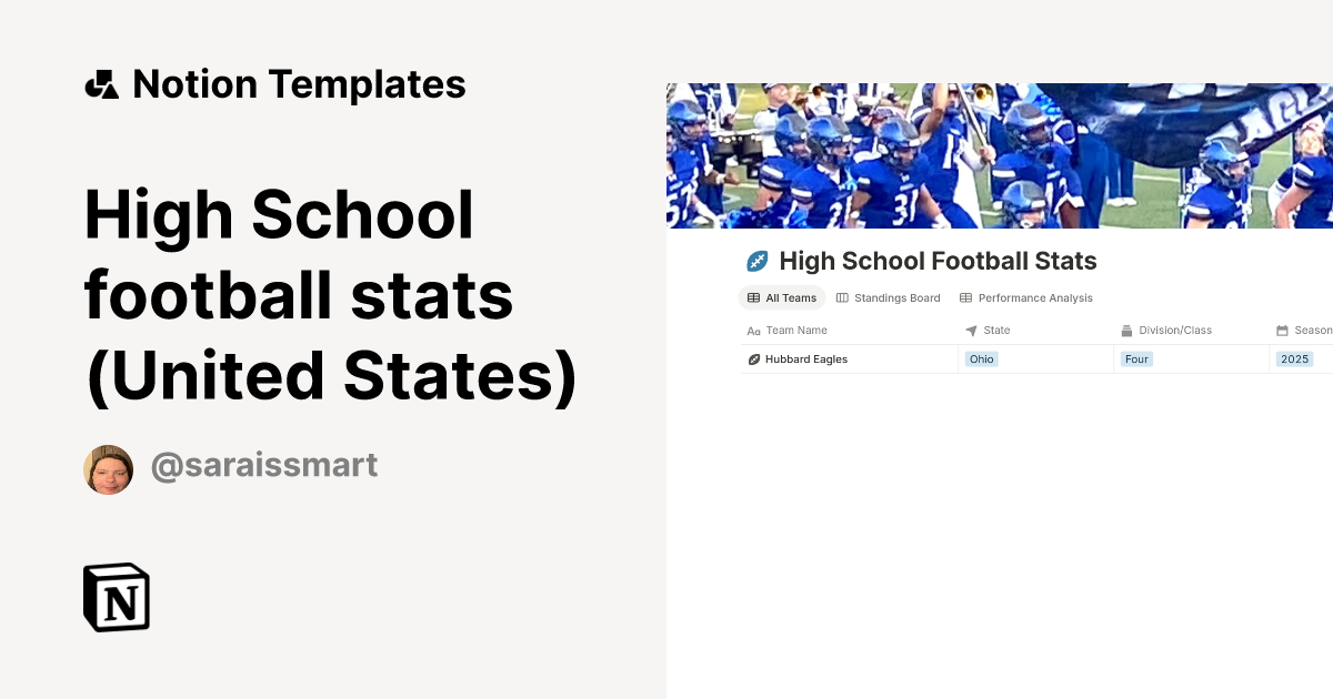 High School football stats (United States) Template by SaraIsSmart ...